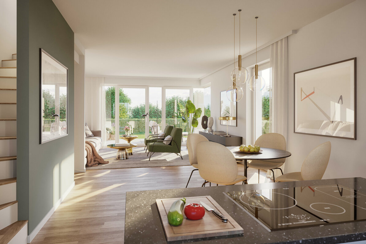 Neubau: Stadthaus mit 5 Zimmern, stylischer Ausstattung, Hobbyraum und Garten